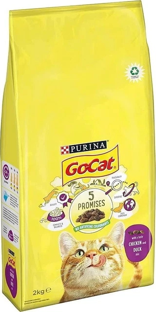 GO-CAT ADULT CHICKEN & Duck Dry Cat Food 2kg, Pack of 4 £18.99 ...