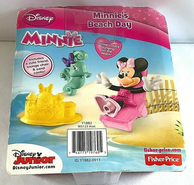 DISNEY JUNIOR MINNIE Mouse Beach Day Figure Playset Fisher Price Mickey ...