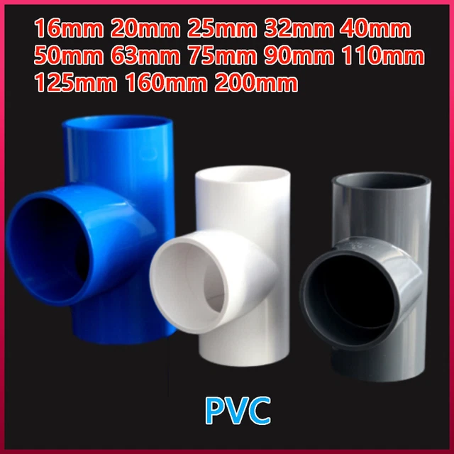 TEE PVC PIPE Fitting T-Shaped Coupling Connector Part 16mm 20mm 25mm ...