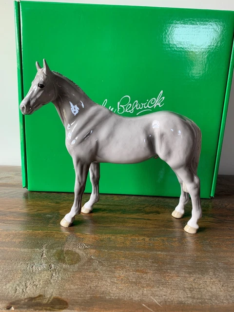 JOHN BESWICK HORSE THOROUGHBRED STALLION STEEL GREY w/box NR £66.94 ...