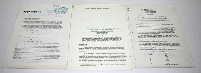 8 MISC. TECHNICAL Data Sheets from 1960s Vintage Atomic Absorption ...