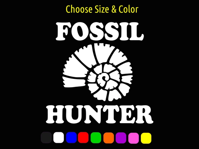 FOSSIL HUNTER AMMONITE Prehistoric Decal Laptop Car Window CHOOSE SIZE ...