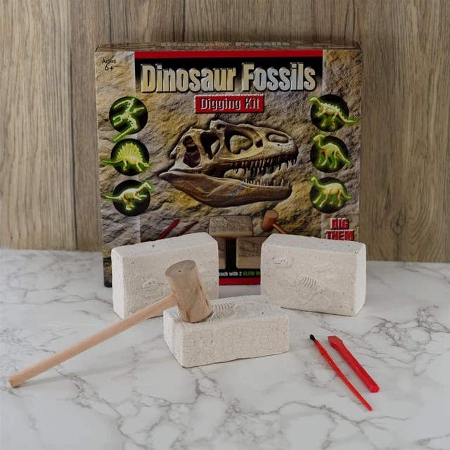 EXCAVATION KIT DINOSAUR Fossils Digging Dig Your Own Glow In The Dark ...