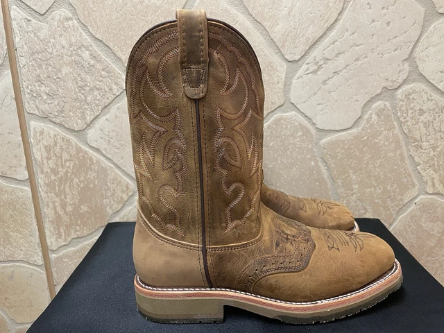 MENS 10.5 D Square Steel Toe Work Western ICE Roper Cowboy Boot Made in ...