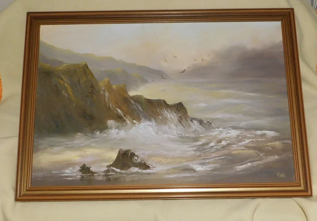 ORIGINAL OIL ON Canvas Seascape by Cornish Artist Vashti Trudeau £150. ...