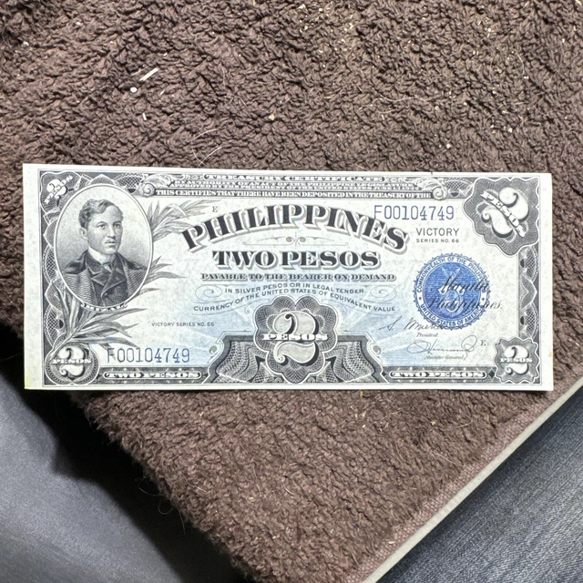 1944 PHILIPPINES 2 Pesos -Victory Series No. 66- WW II Nice Banknote £9 ...