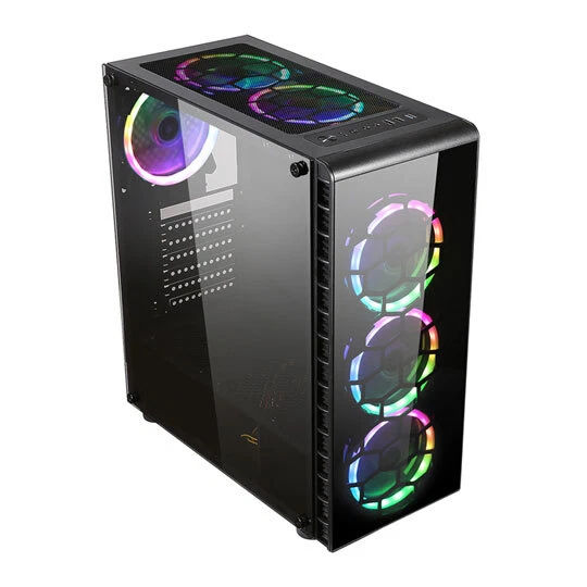 CIT RAIDER RGB, Black, Mid Tower PC Case, with Tempered Glass Windows ...
