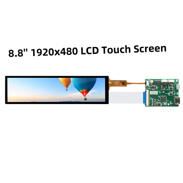 8.8'' 1920X480 LCD Touch Screen Display HDMI DIY KIT Panel Driver Board ...