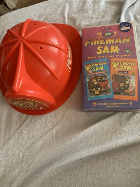 XMAS GIFT Vintage Fireman Sam 1 on 2 VHS + Child’s Fireman’s Helmet EUR ...