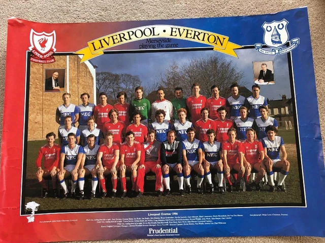 1986 FA CUP Final Liverpool v Everton Poster RARE Joint Team Squad ...