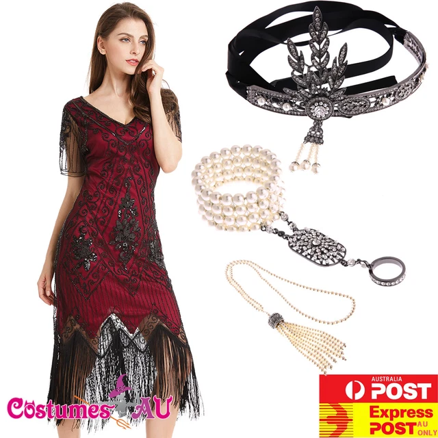 Deluxe Ladies 20s 1920s Roaring Flapper Costume Sequin Gatsby 20s