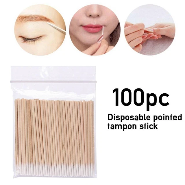 NEW 100X DISPOSABLE Cotton Swab Lint Free Micro Brushes Wood Cotton ...