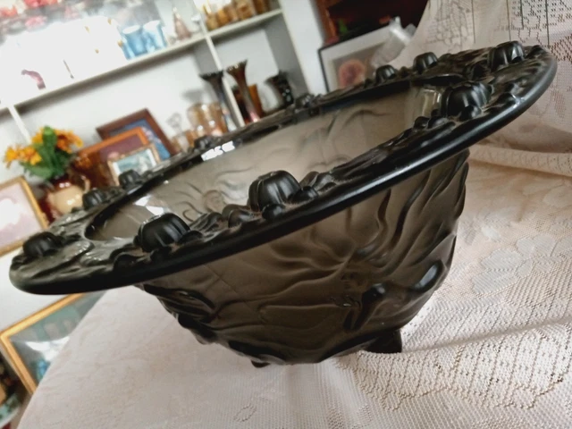 RARE BLACK FOUR Large Mermaids Bowl Art Deco Depression Joseph Inwald ...