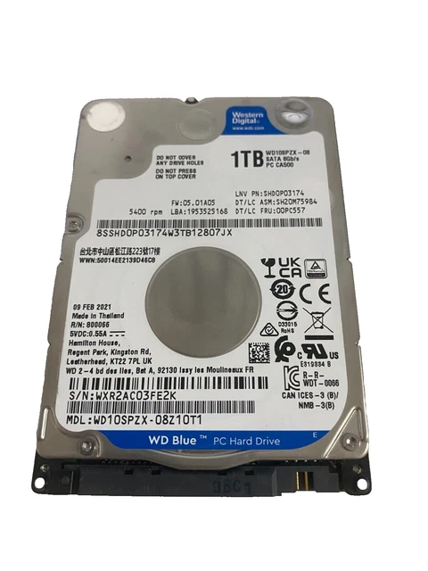 WESTERN DIGITAL BLUE PC 1TB 2,5" Disco Duro Interno (WD10SPZX) EUR 23,00 - PicClick FR