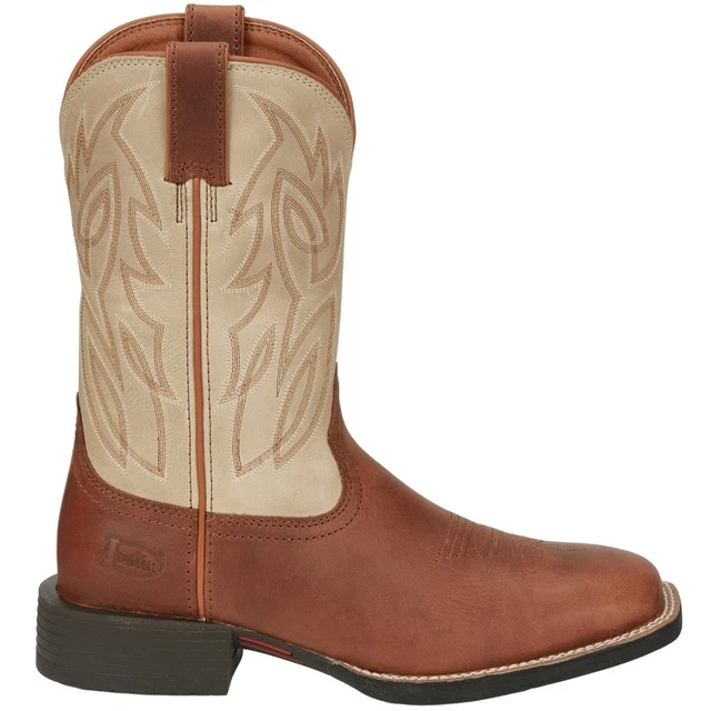 JUSTIN BOOTS CANTER 11 Inch Square Toe Cowboy Mens Beige, Brown Casual ...