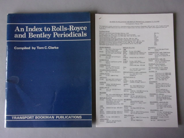 ROLLS ROYCE & BENTLEY Indice ai periodici origine anni '70 Regno Unito ...