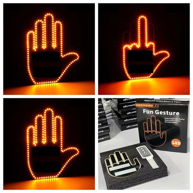 FINGER GESTURE LIGHT with Remote LED Car Back Window Sign Hand Light ...