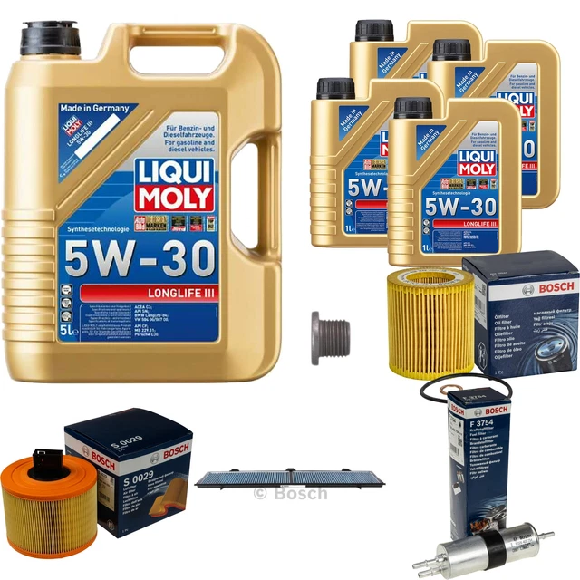 BOSCH INSPECTION SET 9 L Huile Liqui Moly Longlife 3 5W-30 pour BMW 1er 130i EUR 260,25 ...
