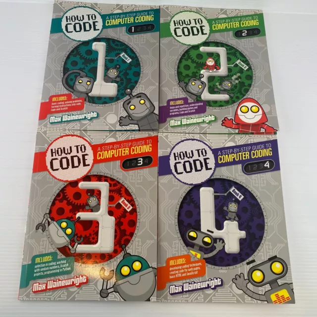 HOW TO CODE BOOKS 1-4 Max Wainewright A STEP-BY-STEP GUIDE TO COMPUTER CODING £18.04 - PicClick UK