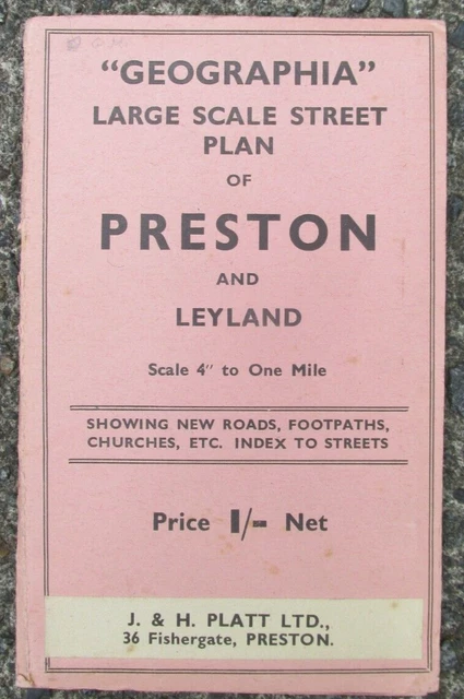 VINTAGE MAP LARGE Scale Street Plan PRESTON Geographia £5.50 - PicClick UK
