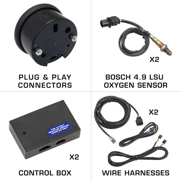 GLOWSHIFT TINTED 7 Dual Wideband Air/Fuel Ratio Gauge Data Logging GS ...