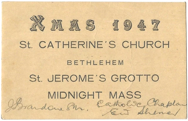 CHRISTMAS MIDNIGHT MASS Invitation Card St Catherine's Church Bethlehem ...
