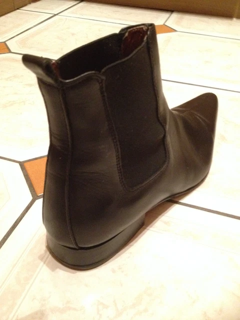MEN'S TOPMAN BLACK Leather Pointed Winklepicker Chelsea Boots Size 45 ...