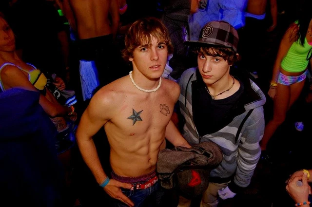 Shirtless Male Shaggy Haired Club Jock Hunk Tattooed Cute Guys Photo
