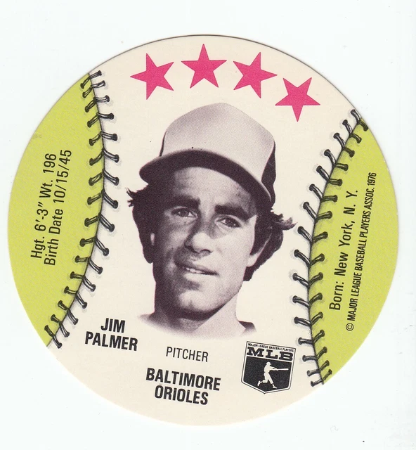 JIM PALMER 1976 ML Baseball Isaly's Disc Orioles + Sunoco Dream Card ...