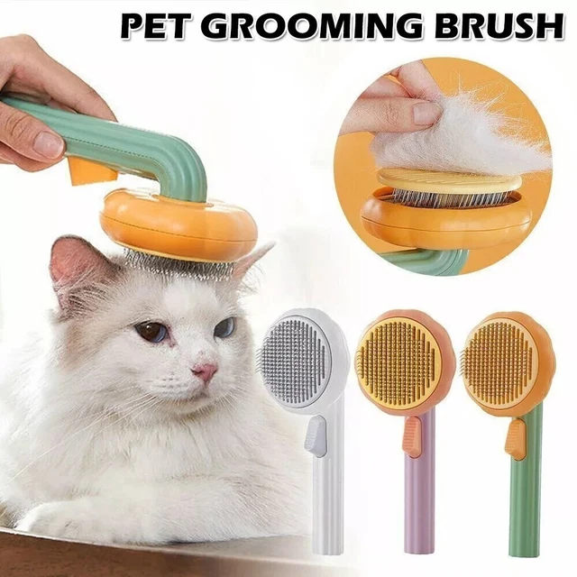 HAIR CLEANER BRUSH Self Cleaning Slicker Comb Dog Cat Pet Grooming ...
