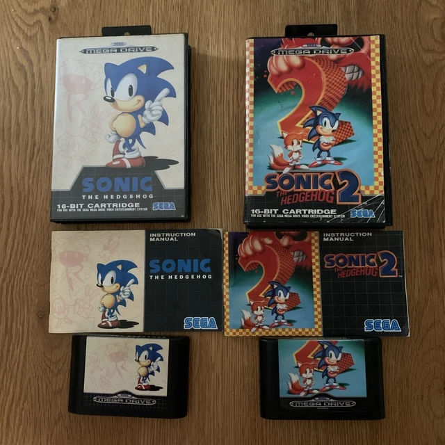 SONIC THE HEDGEHOG Retro Games Sonic 1 & 2 Sega Mega Drive Boxed ...
