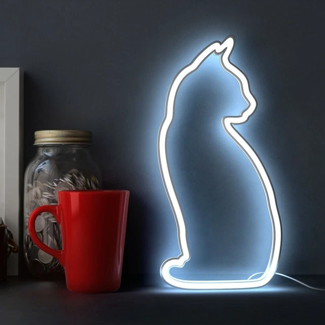 CAT LED NEON Table Light Meow Home Decor Lights £20.99 - PicClick UK