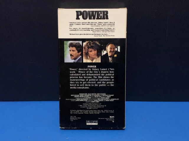 VHS POWER (KARL Lorimar, 1986) Political Thriller Richard Gere Gene ...