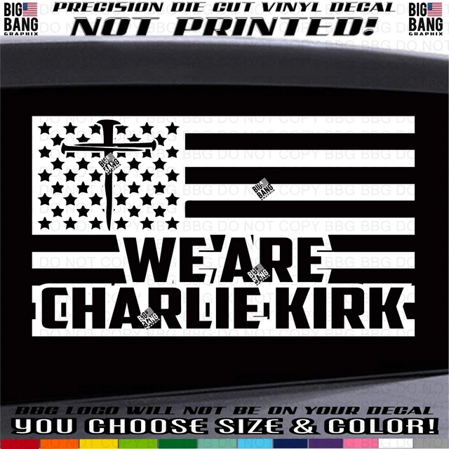 CHARLIE KIRK RIP Vinyl Decal Sticker Cross USA Flag American Patriot ...