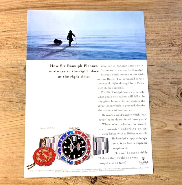 ROLEX GMT MASTER Sir Ranulph Fiennes - Frameable Original Classic Watch ...