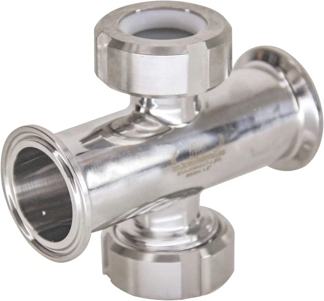 3& INLINE UNION Sight Flow Glass Sanitary Tri-clamp Stainless Steel 304 ...