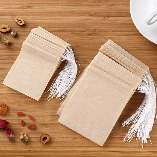 100 PCS DISPOSABLE Drawstring Tea Bag Filter Paper for Loose Leaf Tea £ ...