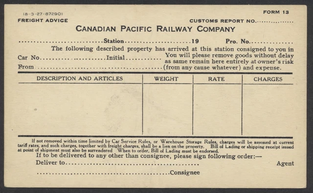 CANADA CPR 70D Emerald Lake View Card 2c Green Admiral Unused Freight ...
