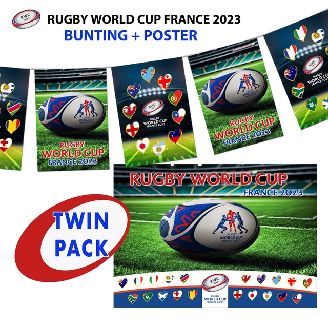 RUGBY WORLD CUP FRANCE 2023 A3 Poster + 10m Bunting TWIN PACK ...