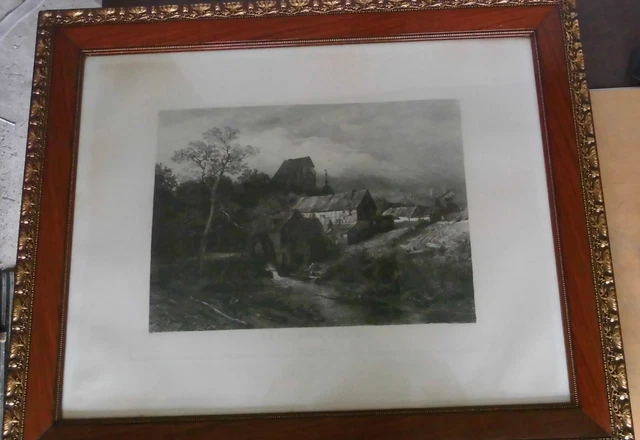 GROSSER KUPFERSTICH ERFTLANDSCHAFT Achenbach Forberg, wundersch. Jugendstilrahmen EUR 490,00 ...