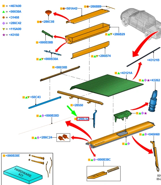 FORD RANGER T6 MK1 Tonneau Bow Left Bracket JB3J-P48325-AA 2531145 NEW ...