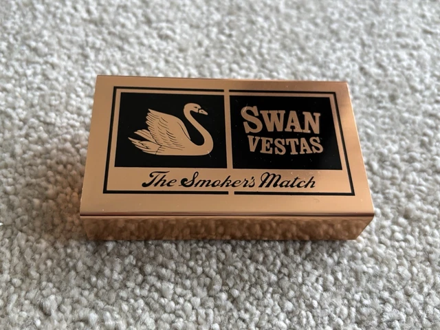 SWAN VESTA MATCHBOX Holder Cover Vintage Early 1970s Copper Coloured ...