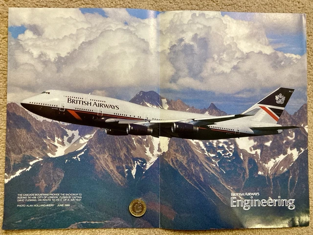 VINTAGE BRITISH AIRWAYS Engineering Poster - Boeing 747 Airliner BA ...