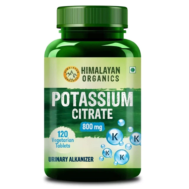 HIMALAYAN ORGANICS POTASSIUM Citrate 800mg 120 Tablets for Heart Kidney ...