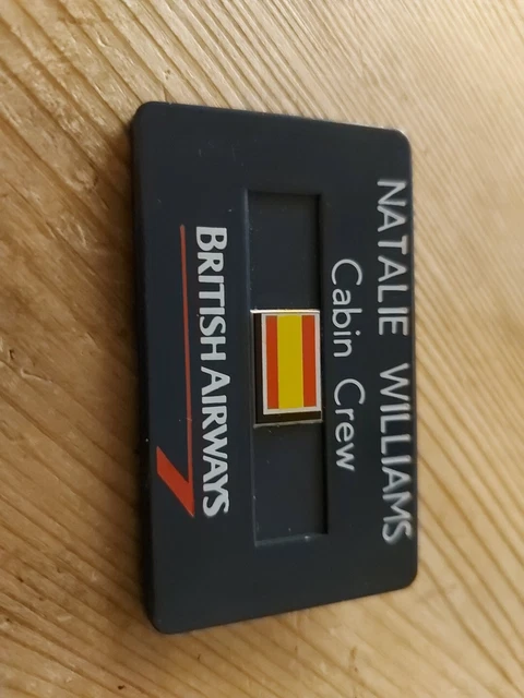 VINTAGE BRITISH AIRWAYS BA Cabin Crew Plastic Name badge Stewardess £4. ...