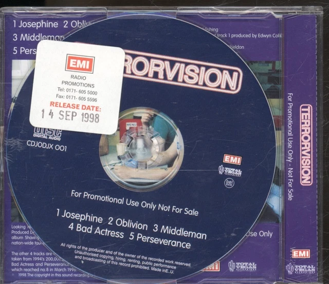 TERRORVISION JOSEPHINE CD UK Total Vegas 1998 promo. Has release date ...
