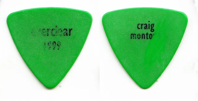 EVERCLEAR CRAIG MONTOYA Concert-Used Vert Basse Guitare Pick - 1999 ...
