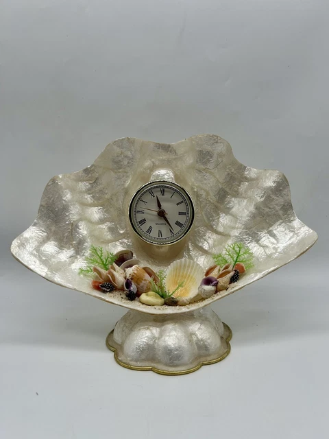 VINTAGE QUARTZ CAPIZ Shell Stand Alone Pedestal Clock £37.70 - PicClick UK