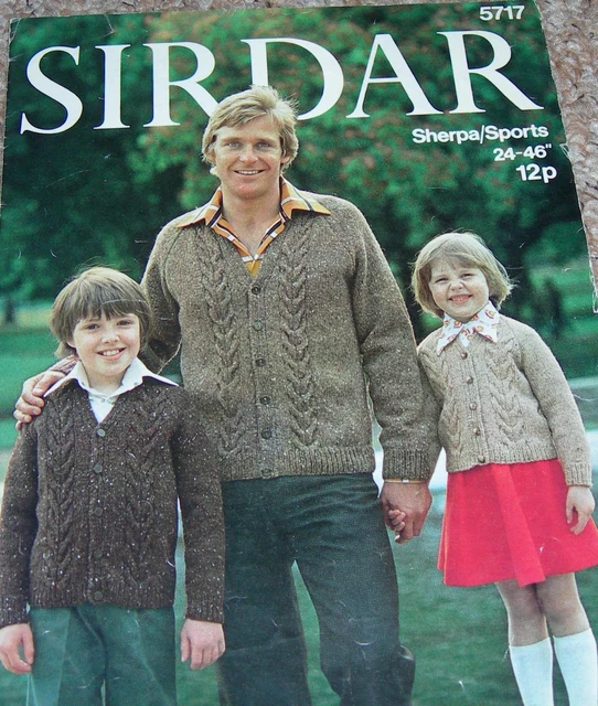 VINTAGE SIRDAR KNITTING Pattern Family Sherpa/Sports Cable Panel ...