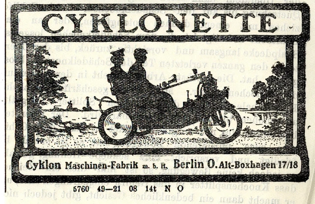 USINE DE MACHINES cyclones Berlin CYCLONETTE publicité coloniale de ...